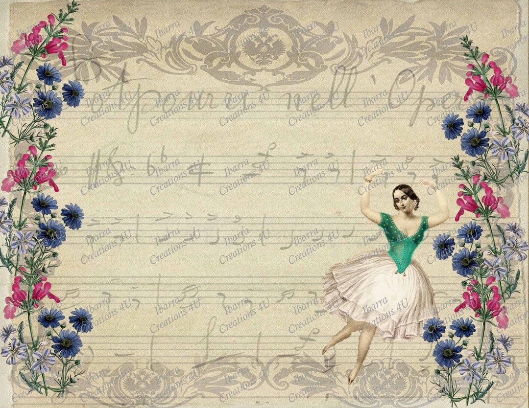 Digital Kit Dancing Ballerina, Vintage Music Sheet - Etsy