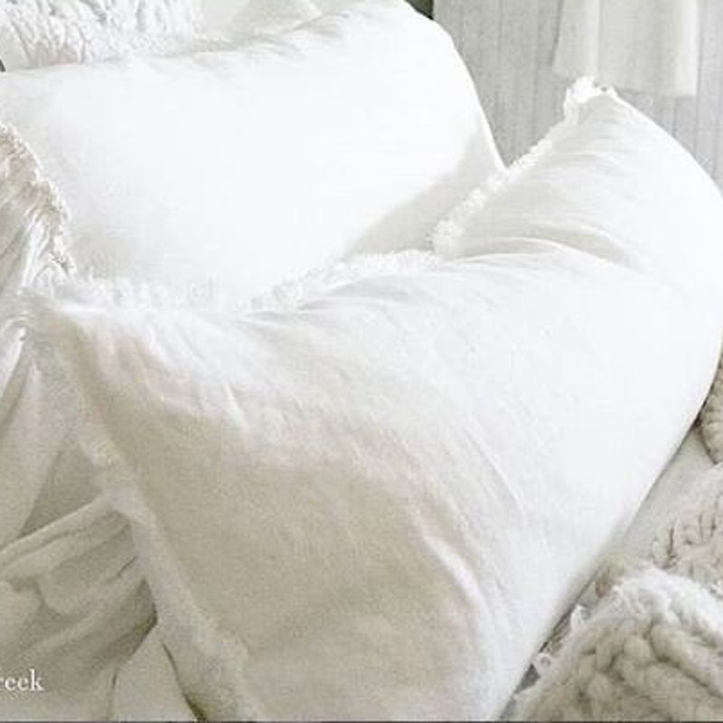 White Linen Lumbar Pillow - Etsy