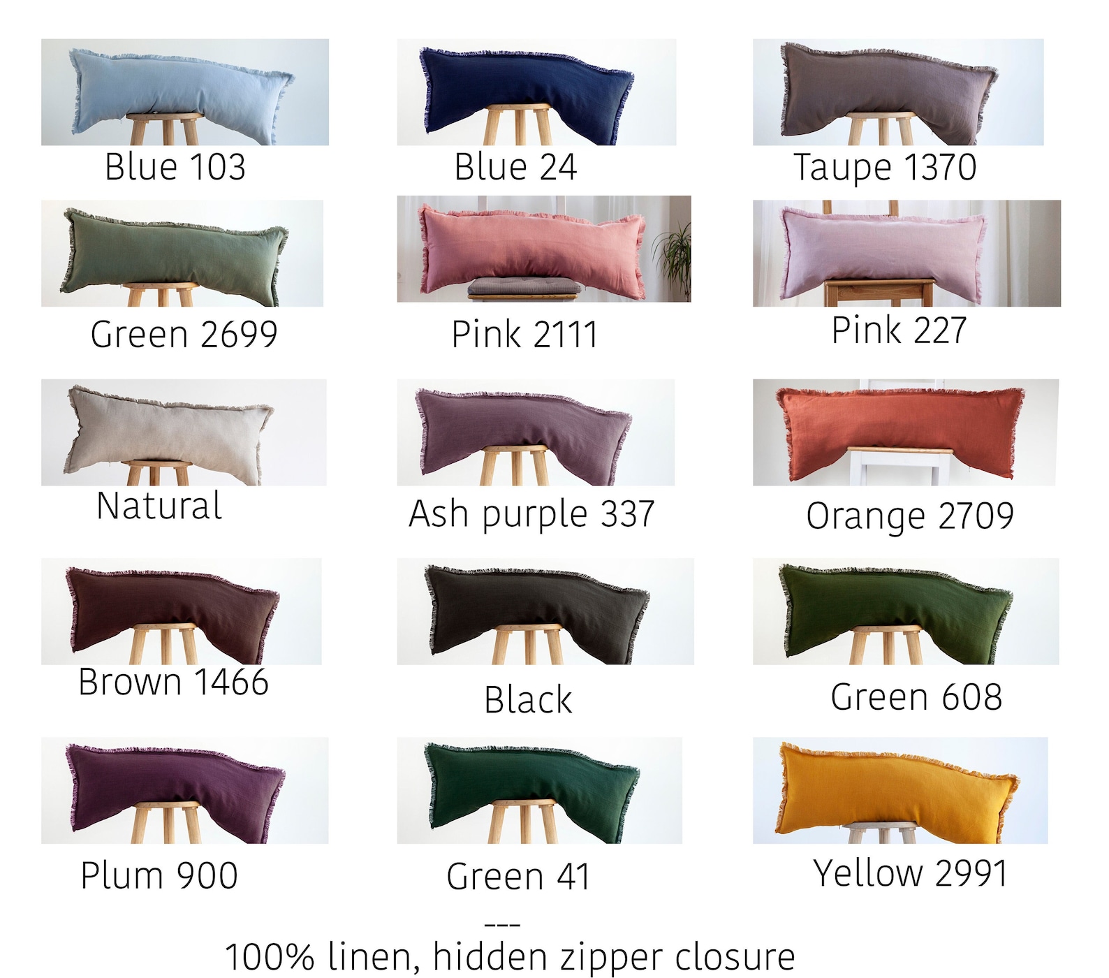 Long Lumbar Pillow Cover for Bed, Custom Color Long Lumbar Pillow Case ...