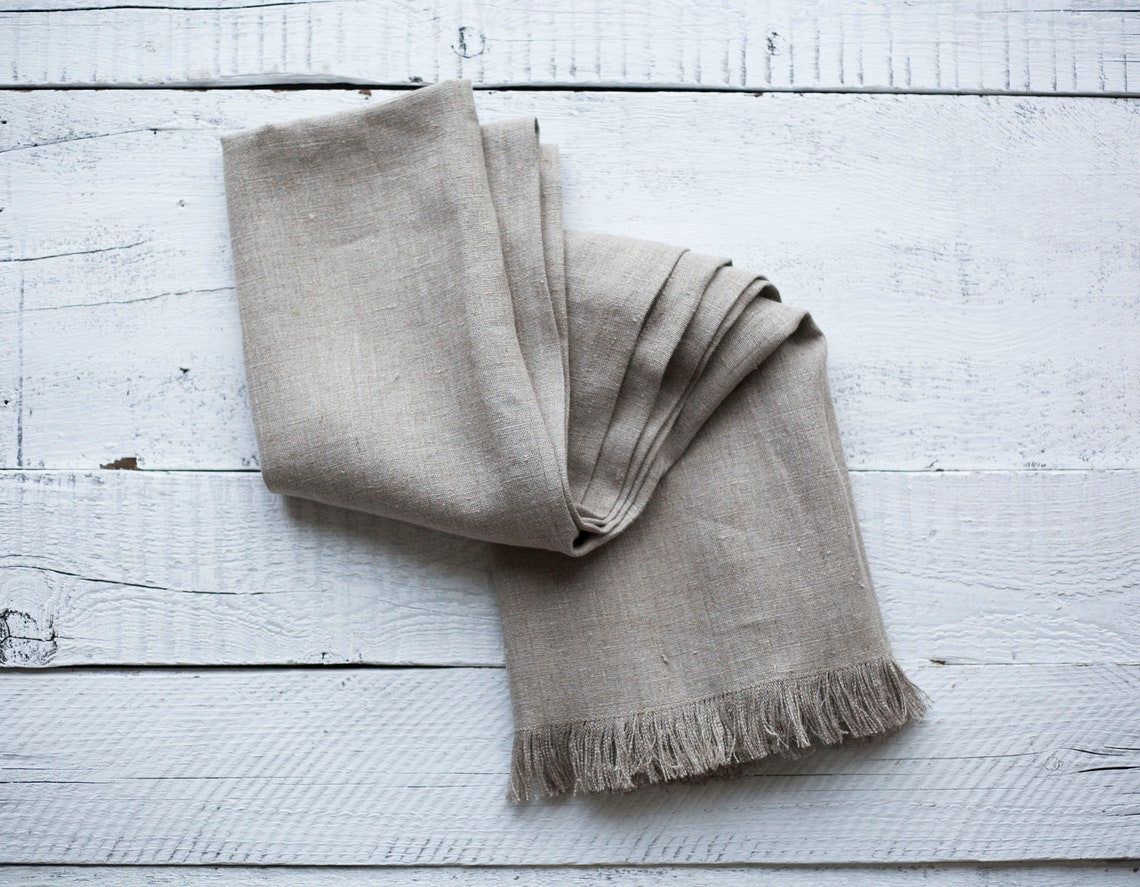 Linen Blanket Natural Linen Throw Fringed Blanket Rough | Etsy