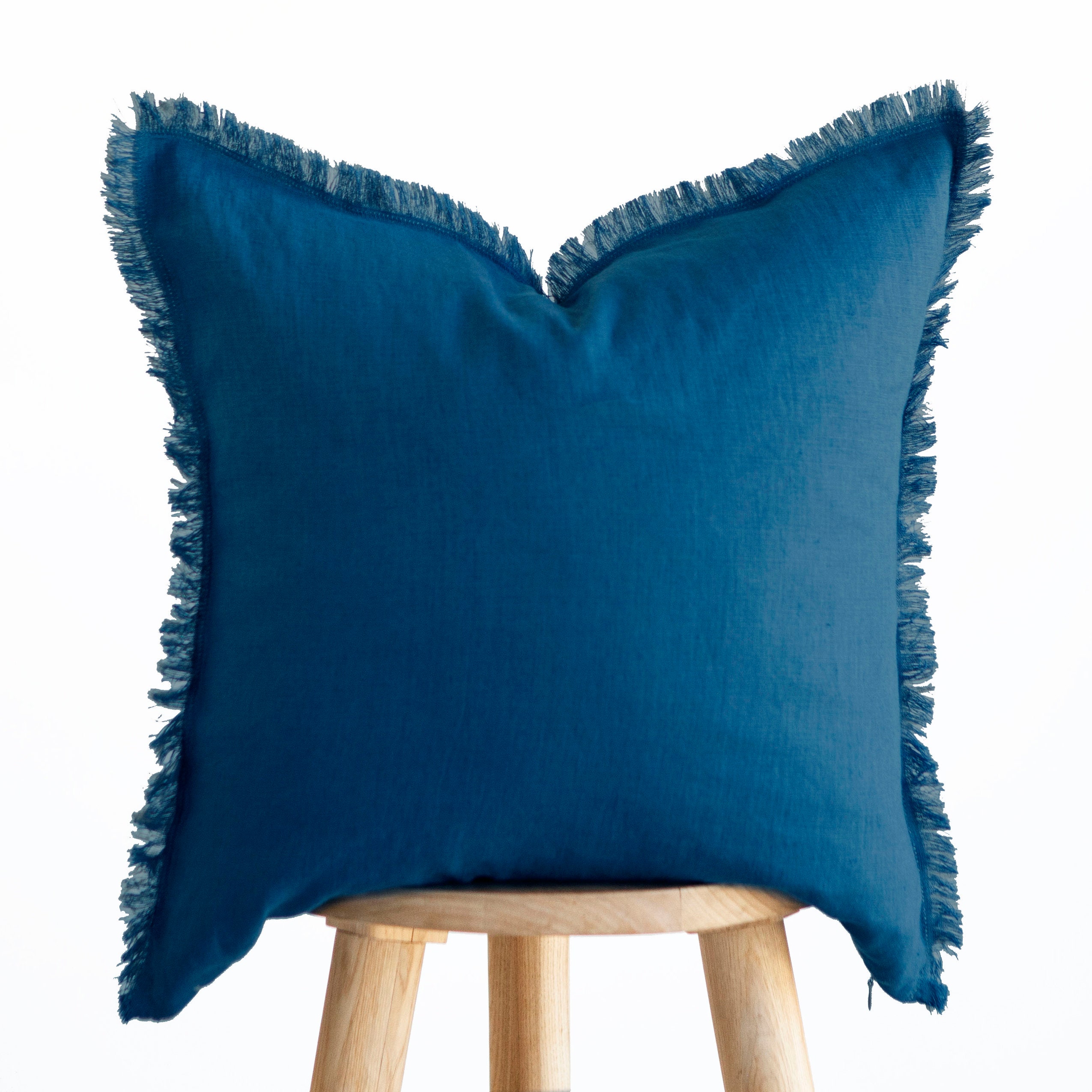 Custom Size and Color Linen Fringed Pillow Cover - Handmade, Stylish ...