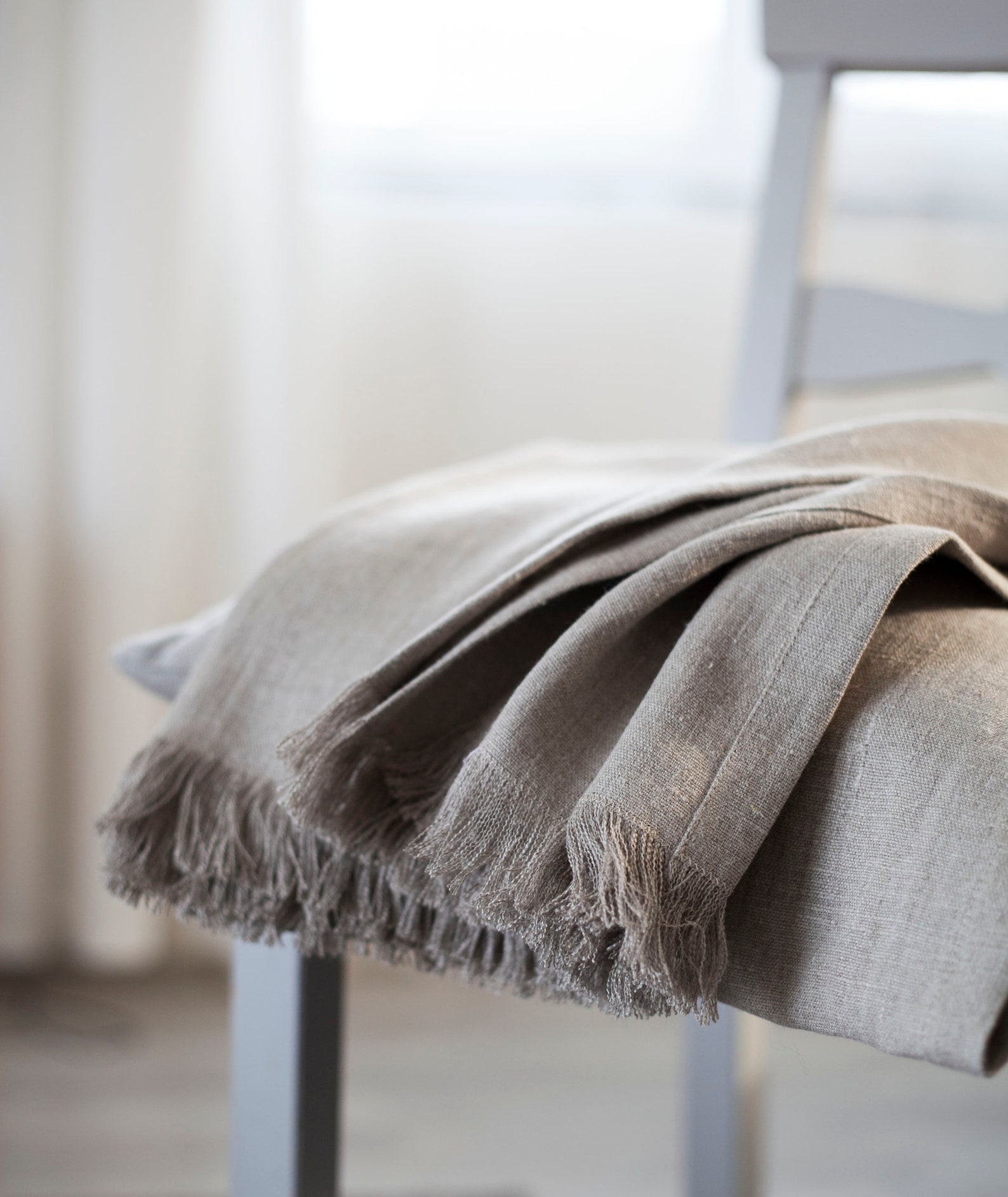 Linen Blanket Natural Linen Throw Fringed Blanket Rough | Etsy