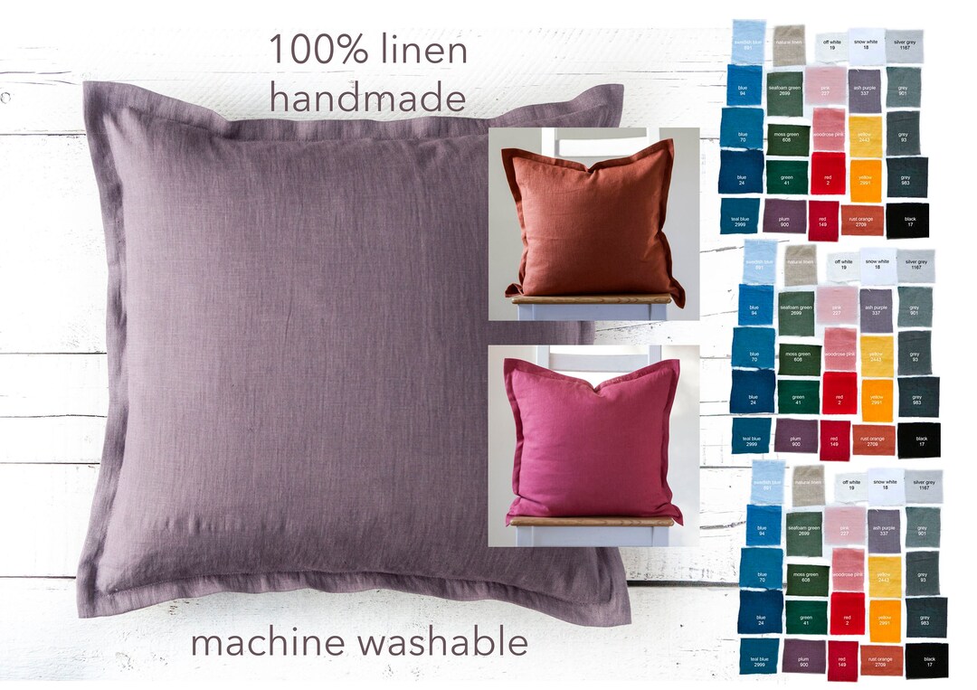 Custom Linen Pillow Cover: Handmade Throw Pillow Case With Flap - Etsy