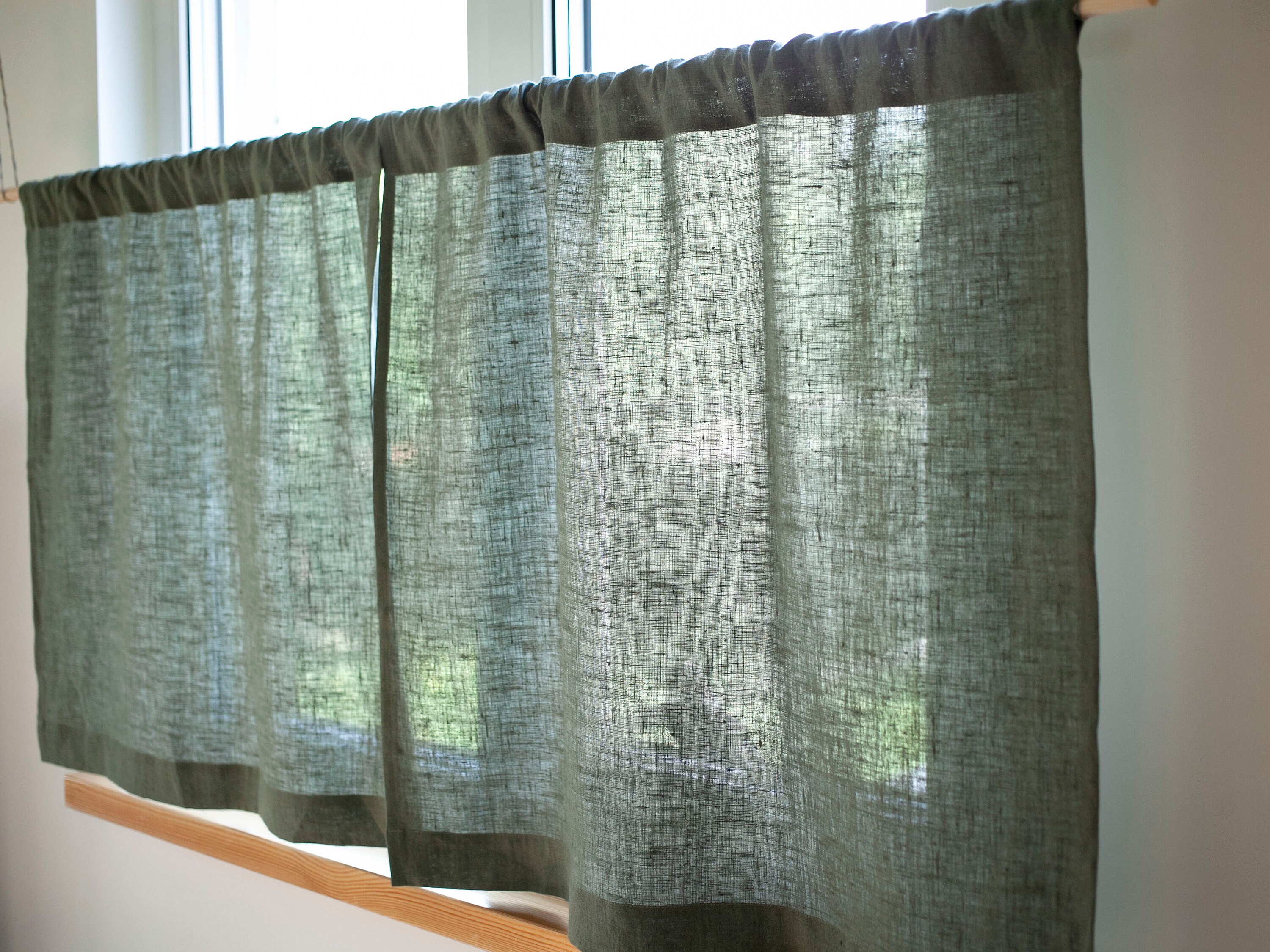 Linen Noren Curtain | Japanese Style Green Doorway Curtain Panel ...