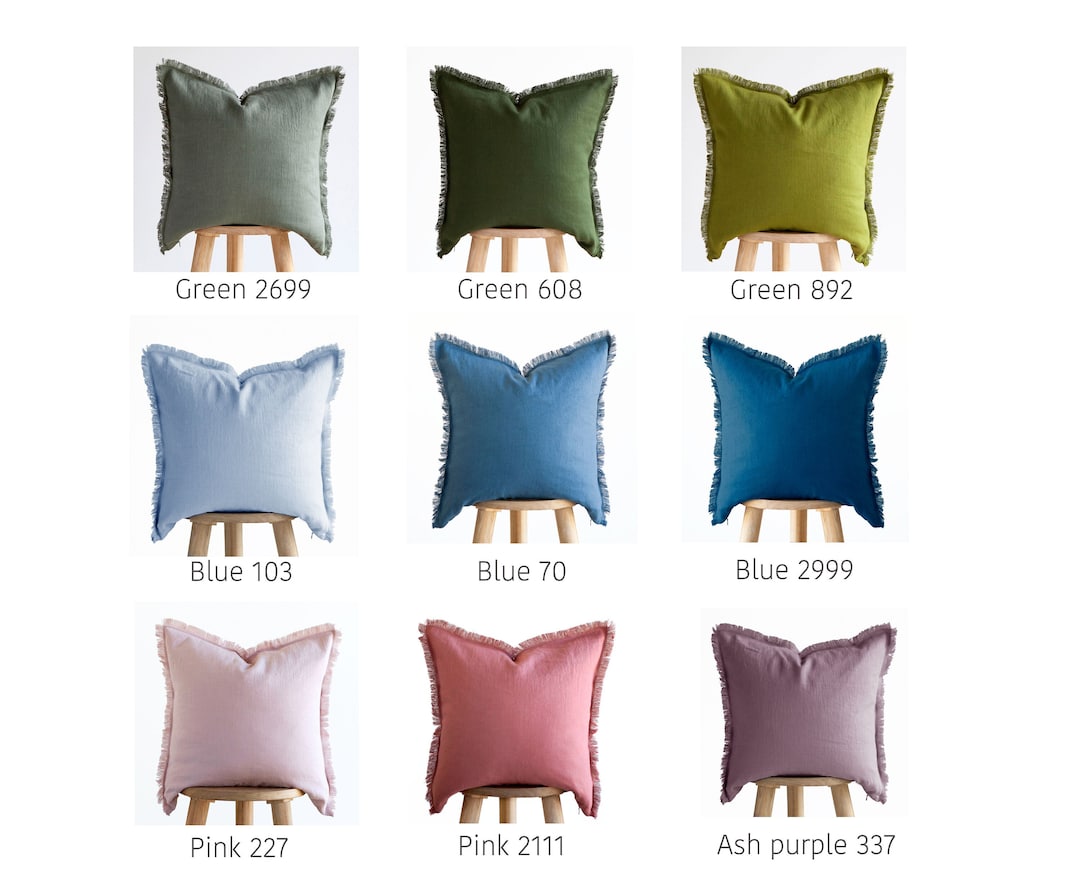 Custom Size and Color Linen Fringed Pillow Cover - Handmade, Stylish ...