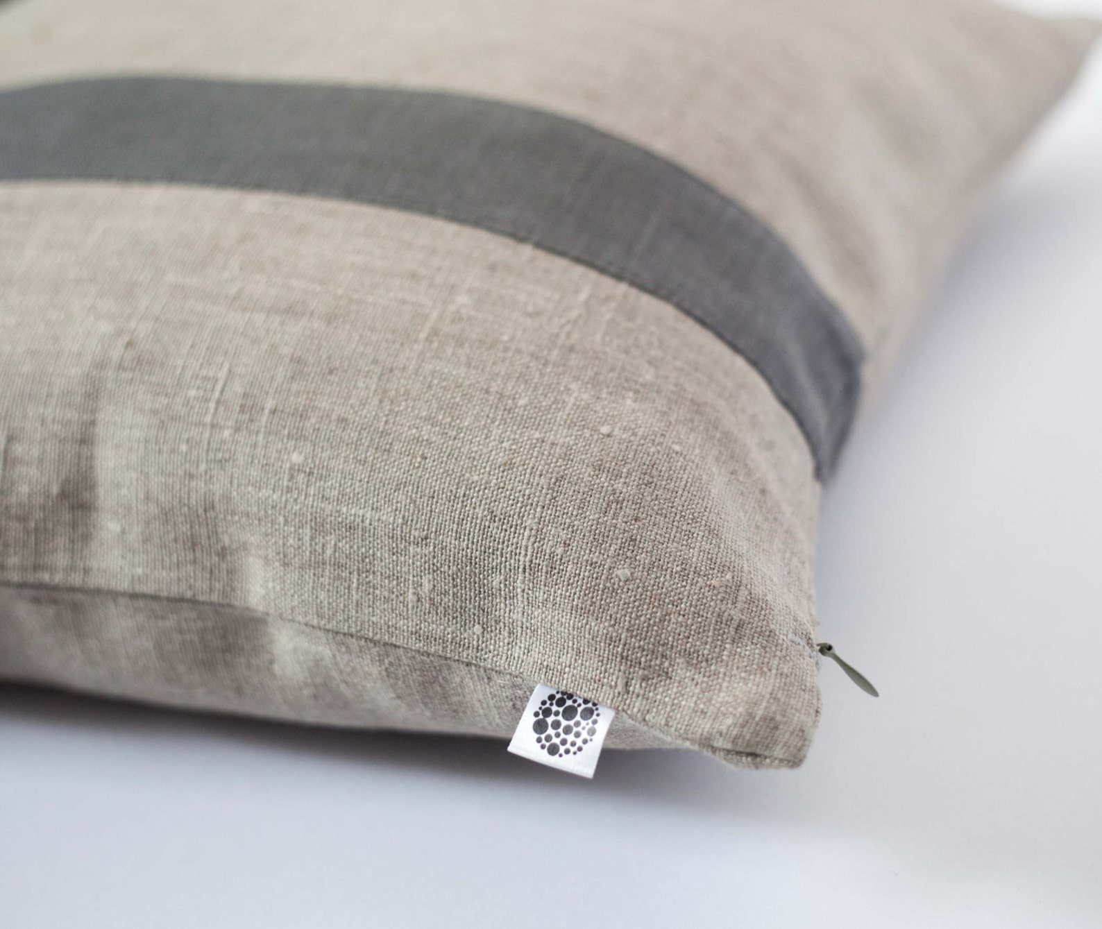 Decorative Color Block Pillow Cover, Gray Line Linen Pillow, Square ...