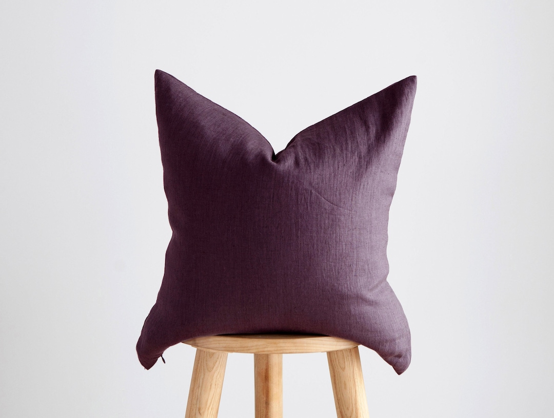 Plum Purple Linen Pillow Cover: Bohemian Decor, Custom Size Cushion ...
