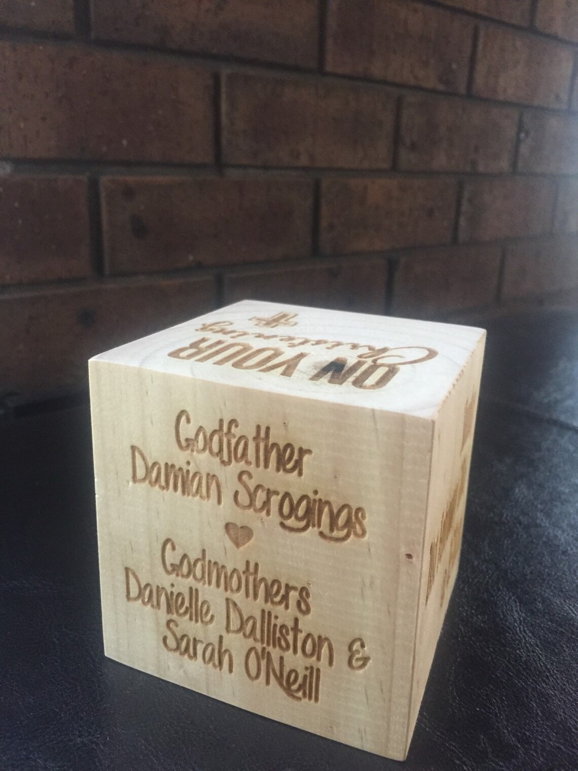 CHRISTENING/BAPTISM Keepsake Cube - 90x90mm Solid Pine Wood With ...