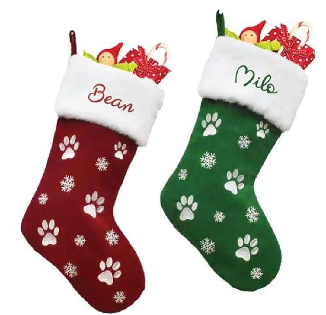 The Cutest Christmas Pet Stocking in Highest Quality Paw Print Design ...