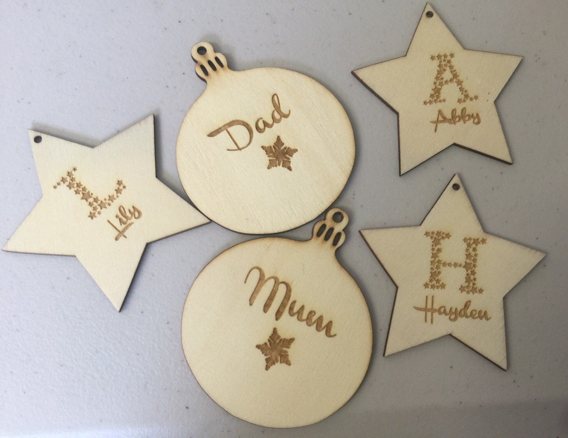 Adorable Customised Wooden Ornaments Etched With Names First | Etsy