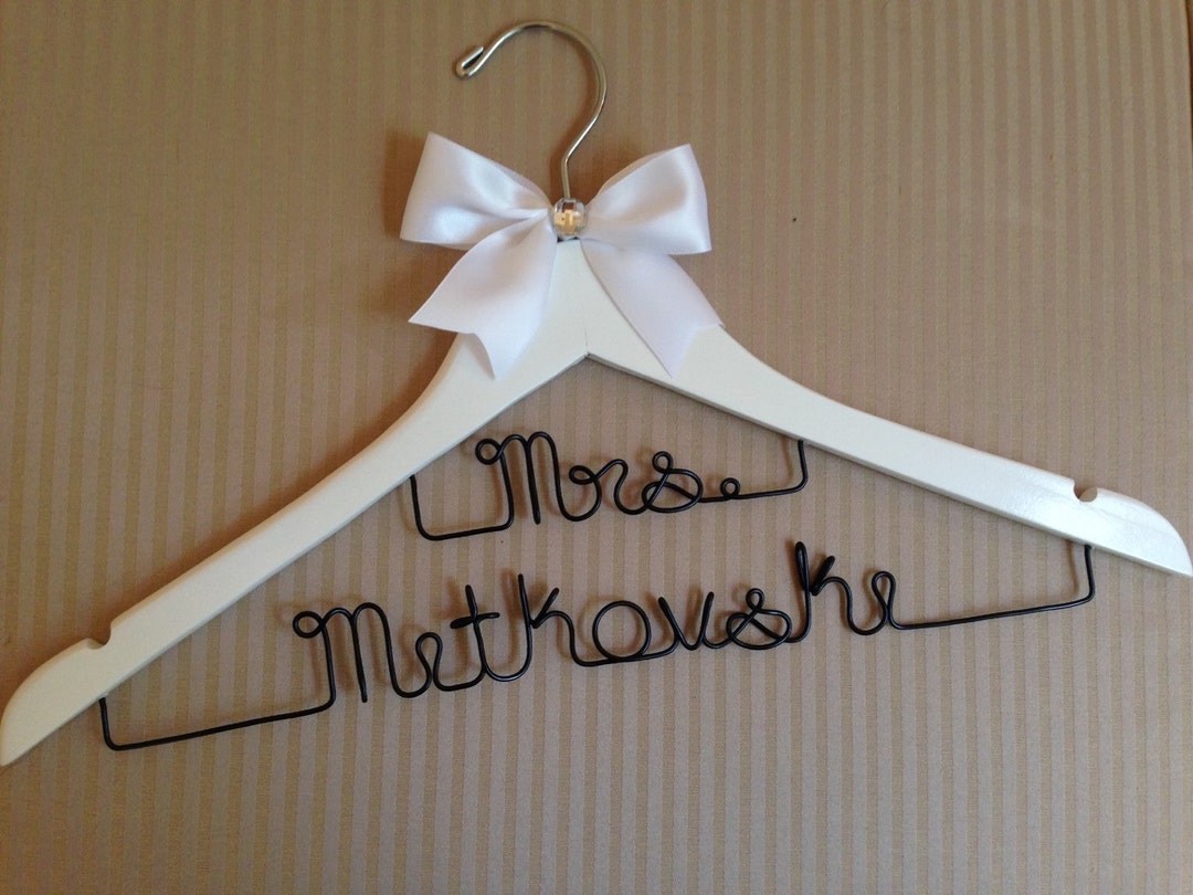 Double Decker MRS Wedding Hangers for Extra Long Surnames - Perfect for ...