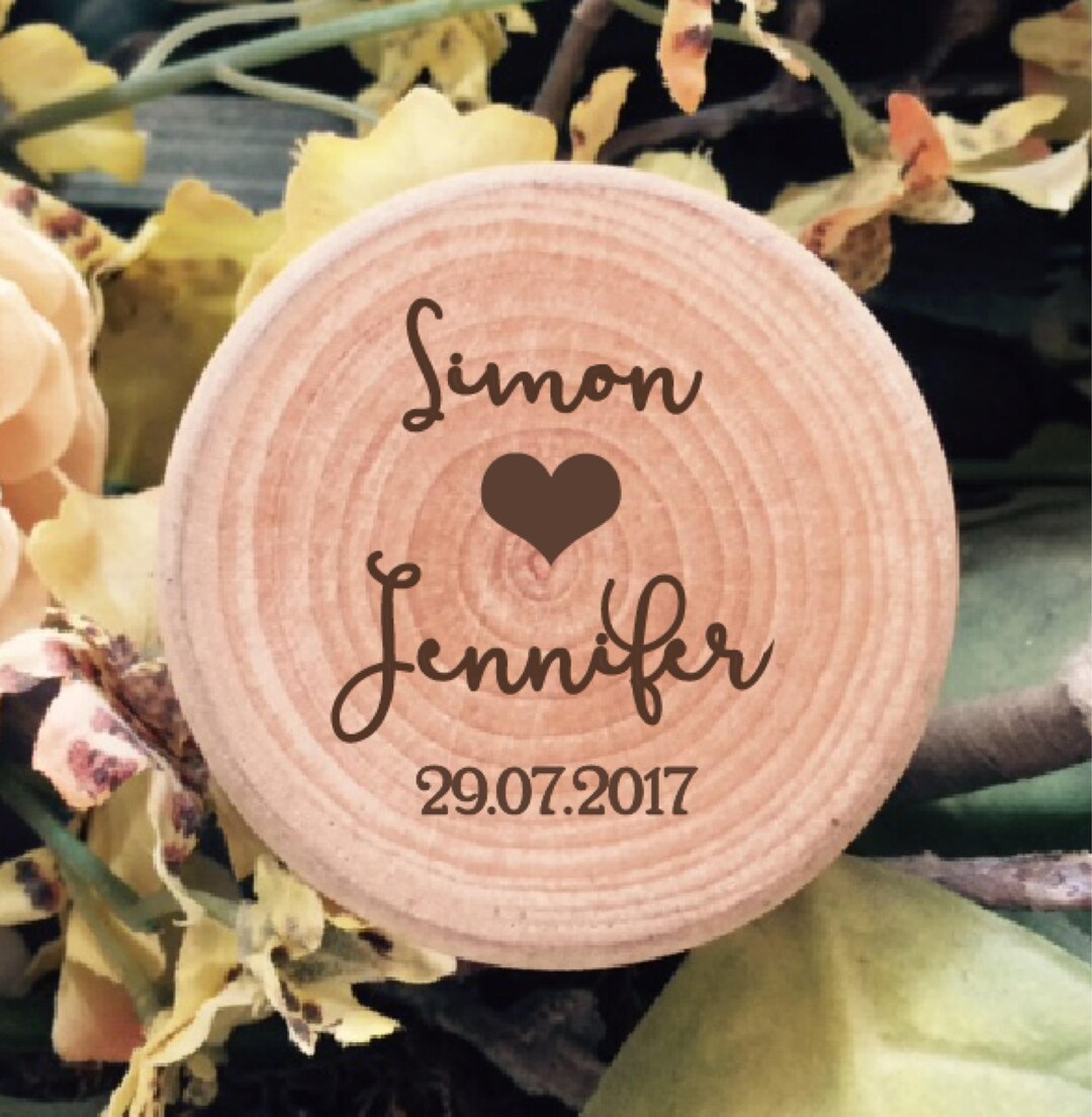 Love Heart With Names & Date Wooden Ring Box Customised Just for You ...
