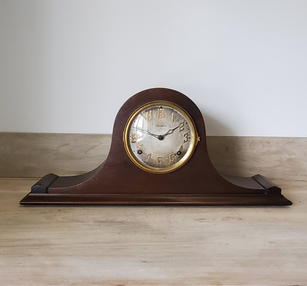 Antique Ingraham Mantel Mechanical Clock, Vintage Mantel Clock ...