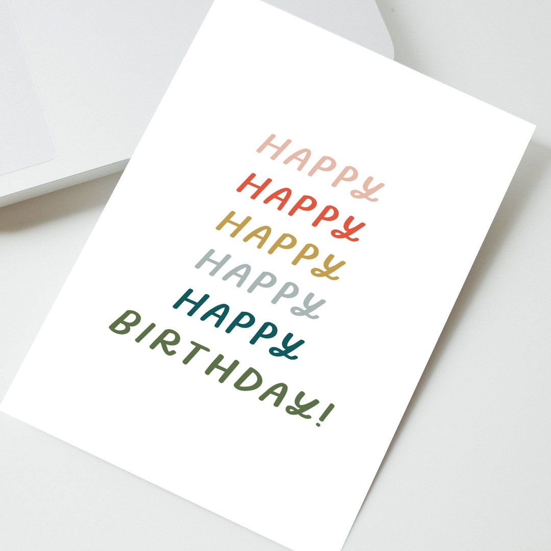 Happy Birthday Rainbow Card | Simple Birthday Cards, Neutral Greeting ...