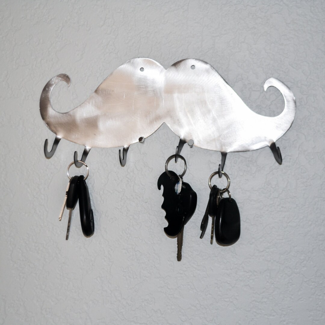 Mustache Key Rack, Coat Hanger, Metal Wall Art, Hipster Stache Rack ...