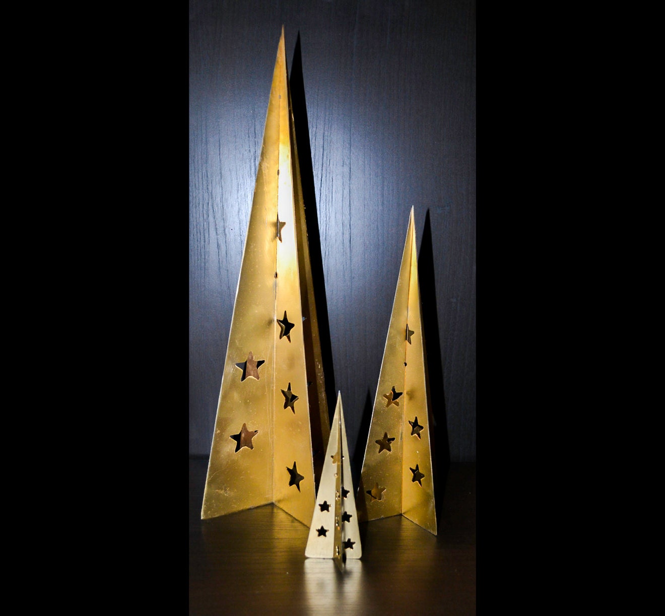 Table Top Christmas Tree With Stars Set of 3 or 4, Metal Holiday ...