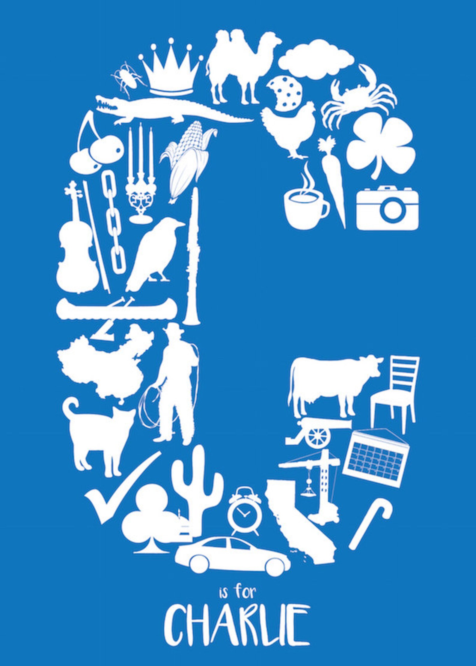 Letter C Initial Alphabet Wall Art Learning Shapes | Etsy