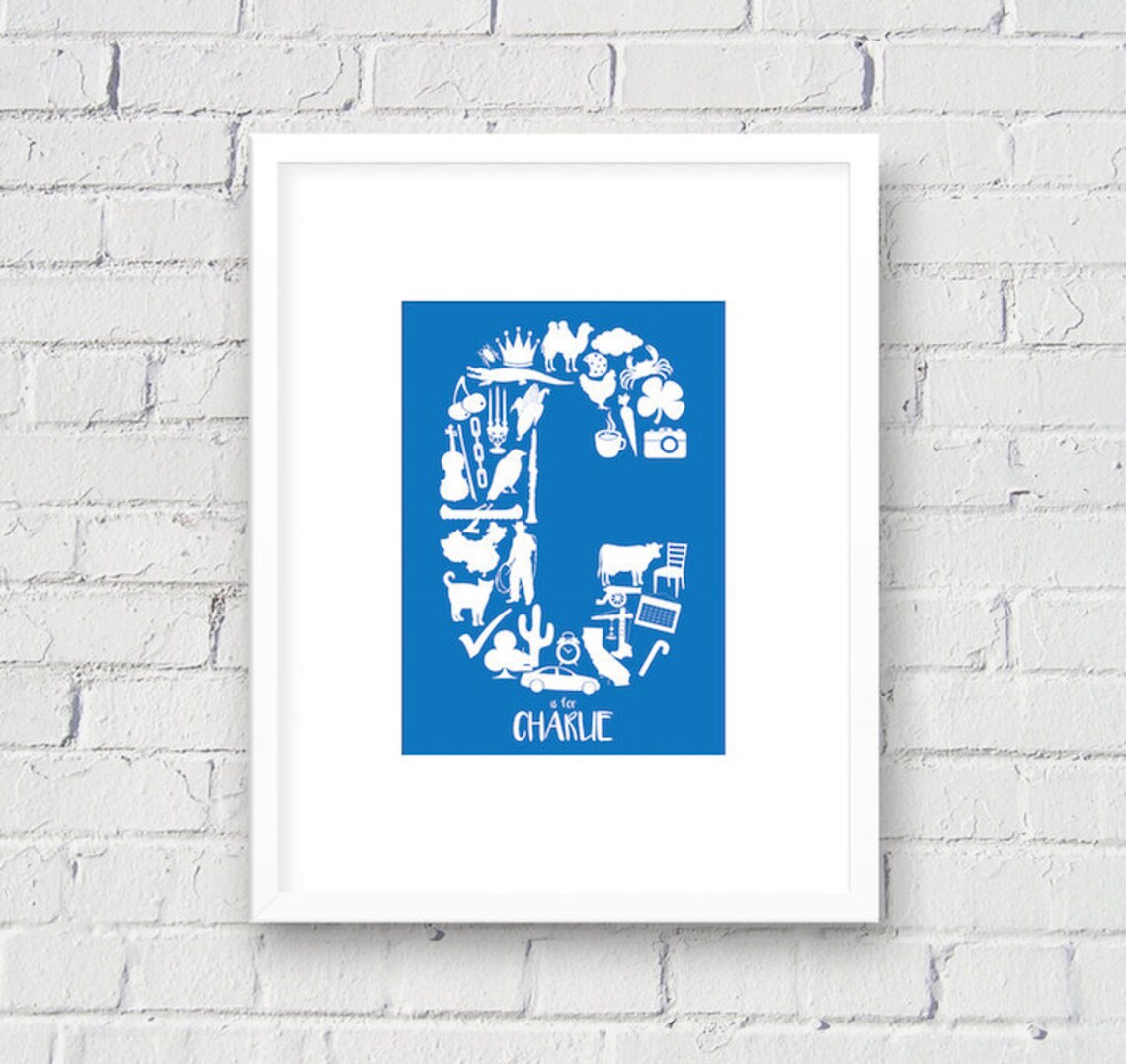 Letter C Initial Alphabet Wall Art Learning Shapes | Etsy