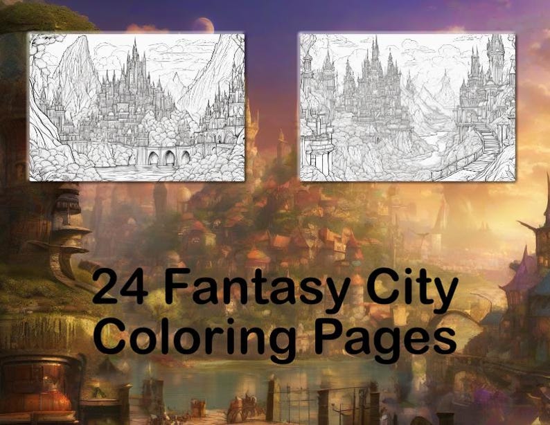 Fantasy City Coloring Pages for Tweens, Teens, Adults, or Kids ...