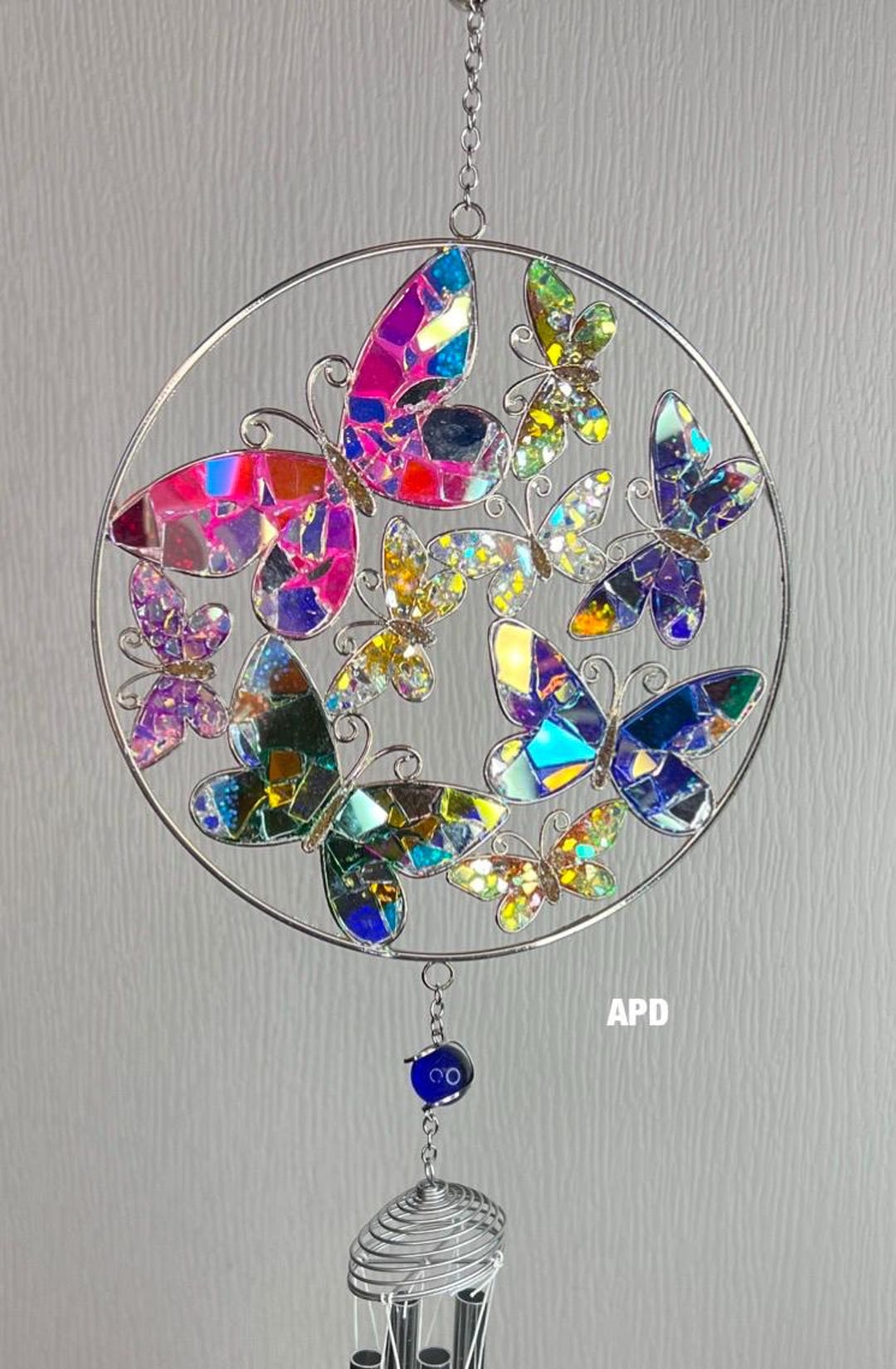 Butterflies Wind Chime.. APD.. Garden Art.. Yard Decor.. Tree Bling ...