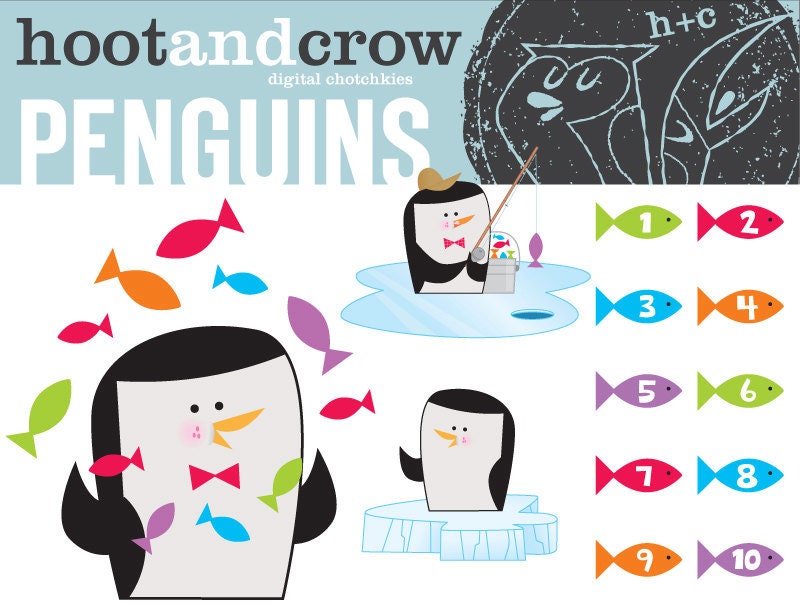 Winter Penguins Clip Art Set Commerical, Educational and Personal Use ...