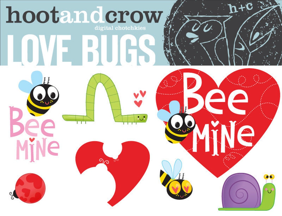 Love Bugs Valentine Clip Art Set Commercial Use - Etsy