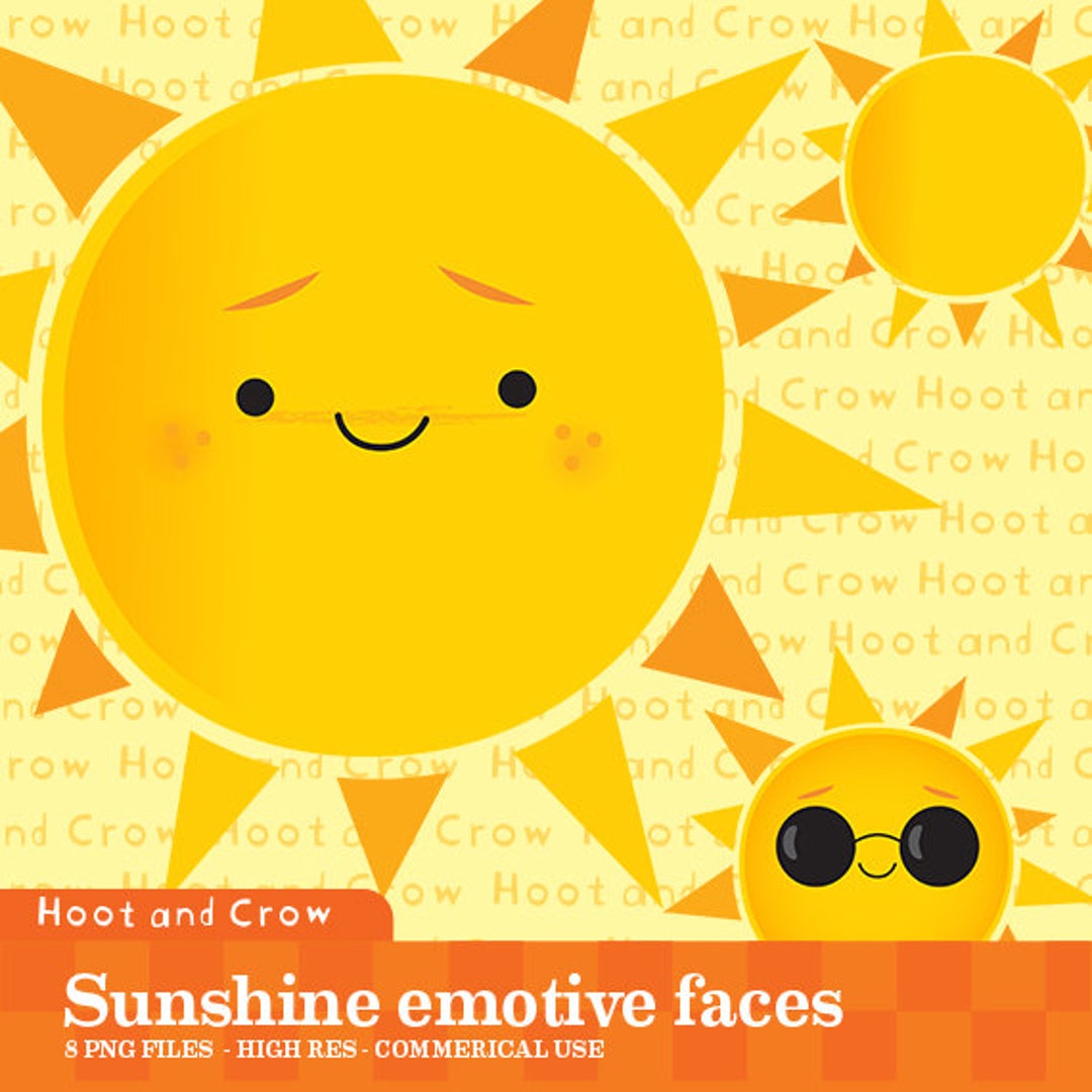 Sunshine Faces Clip Art Set Commerical, Educational and Personal Use - Etsy