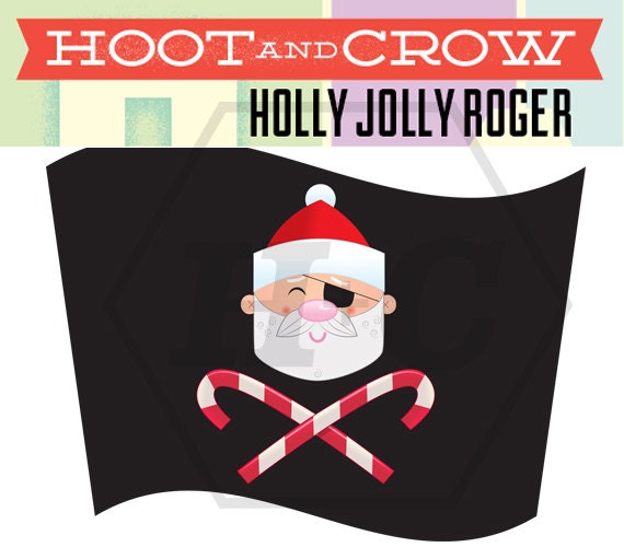 The Holly Jolly Roger Santa Pirate Christmas Clip Art for | Etsy
