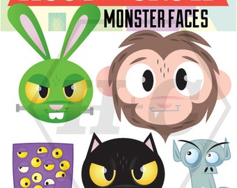 Halloween Monster Grins Digital Clip Art Cute Monster Smiles - Etsy