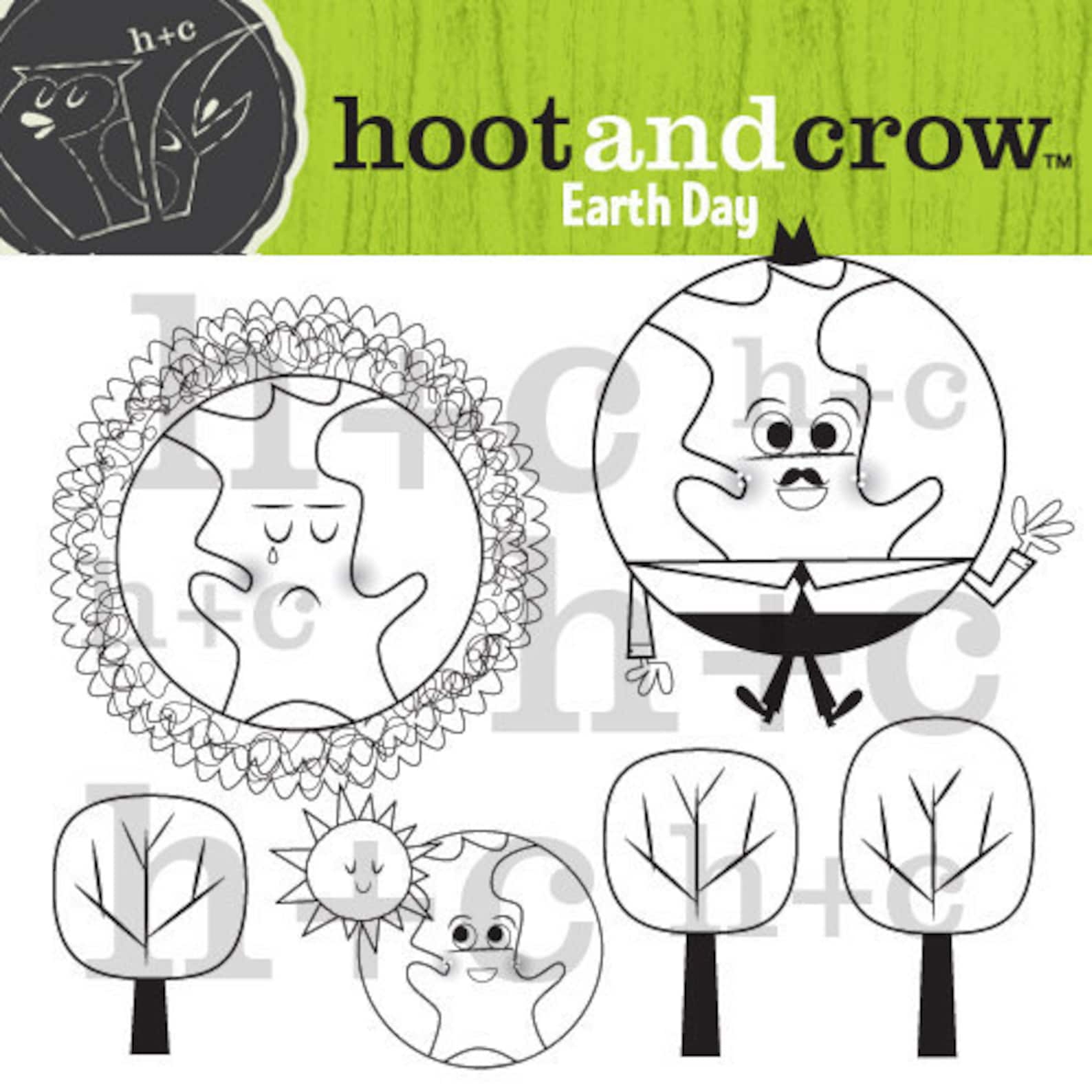 Earth Day - Cute Black and White Earth Day Clip Art Personal and ...