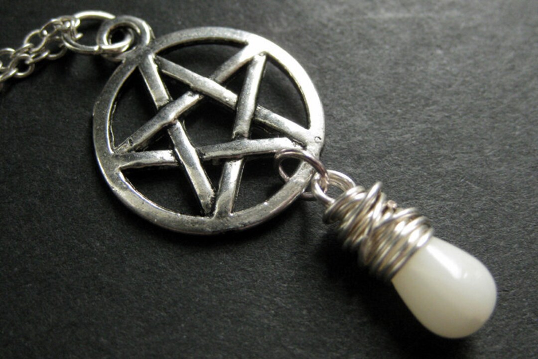Pagan Necklace. White Coral Necklace. Teardrop Necklace. Silver ...
