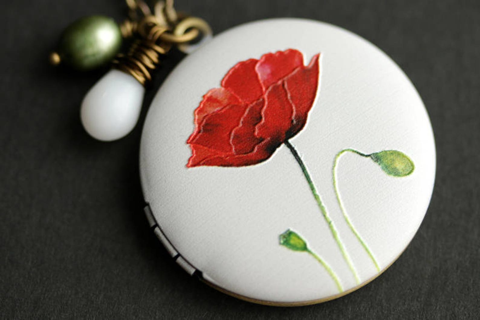 Red Poppy Locket Necklace. Memorial Day Poppy Flower Necklace. - Etsy