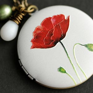 Red Poppy Locket Necklace. Memorial Day Poppy Flower Necklace. Poppy ...