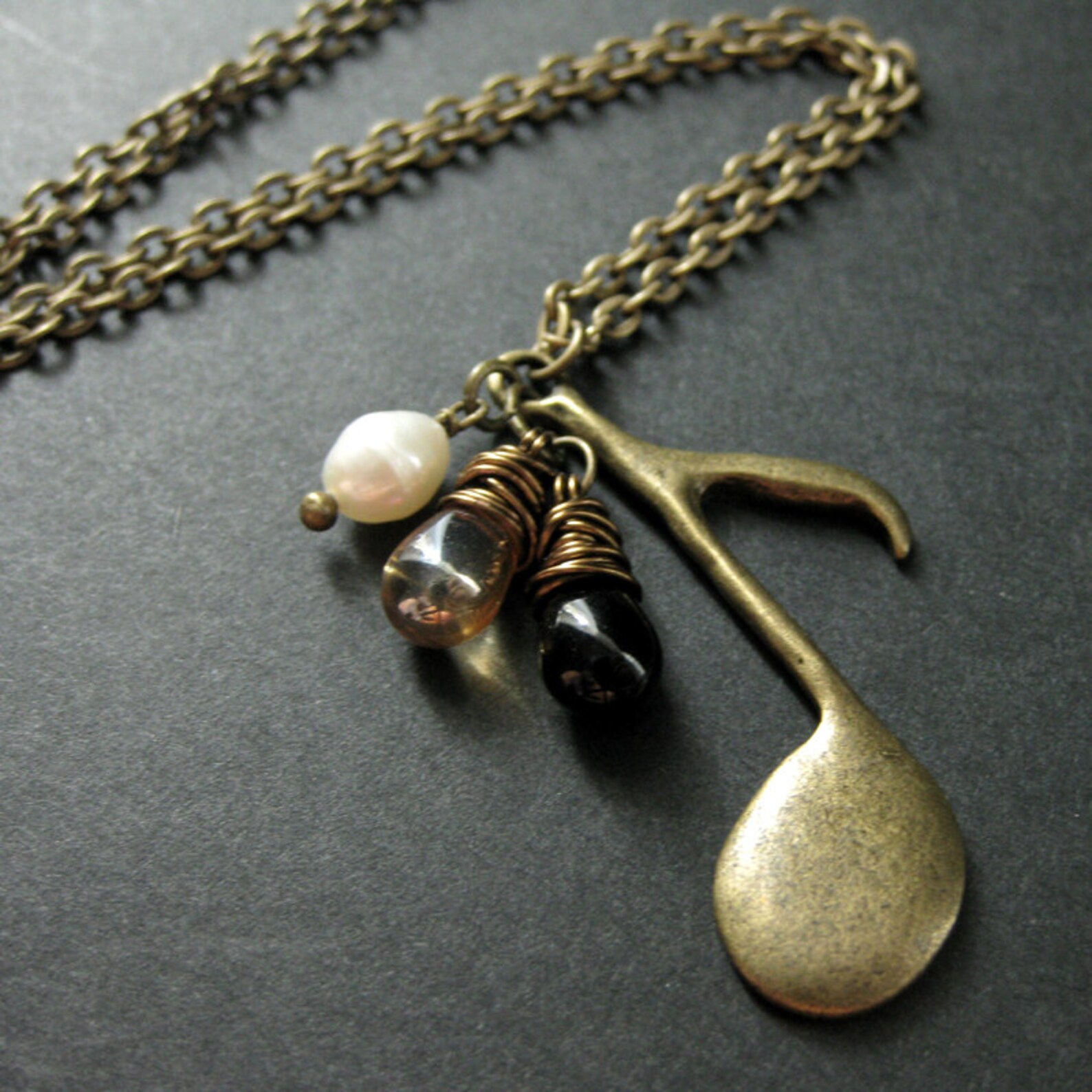 Music Necklace. Musical Note Necklace With Wire Wrapped - Etsy