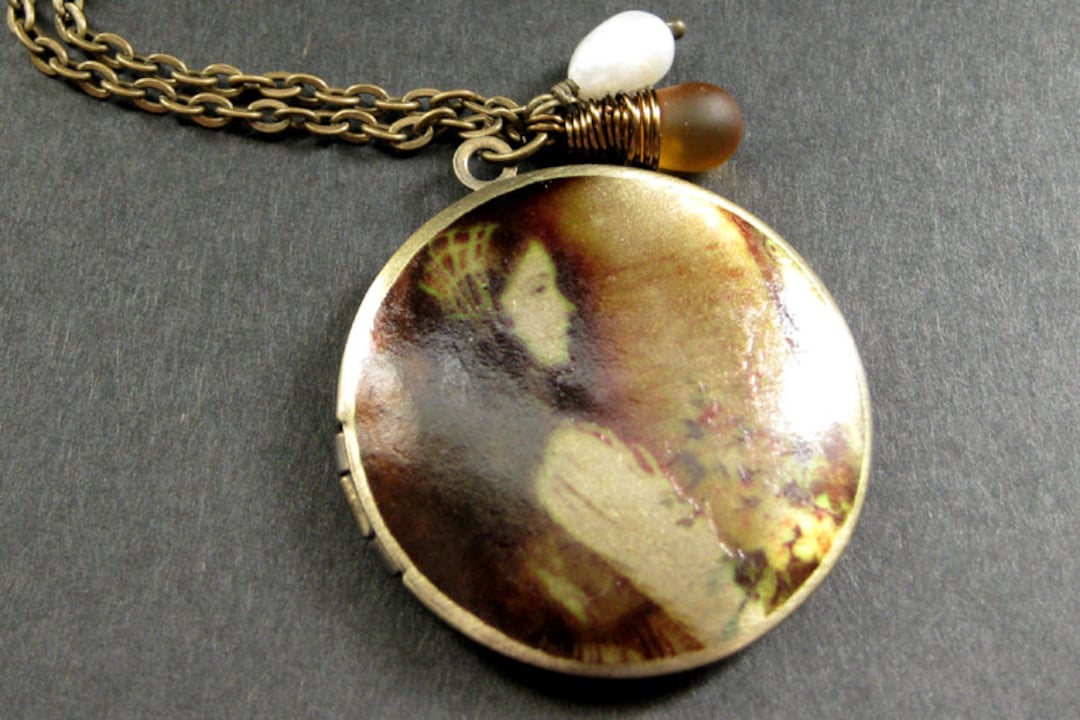 Romantic Locket Necklace. Charm Necklace With Fresh Water Pearl and ...