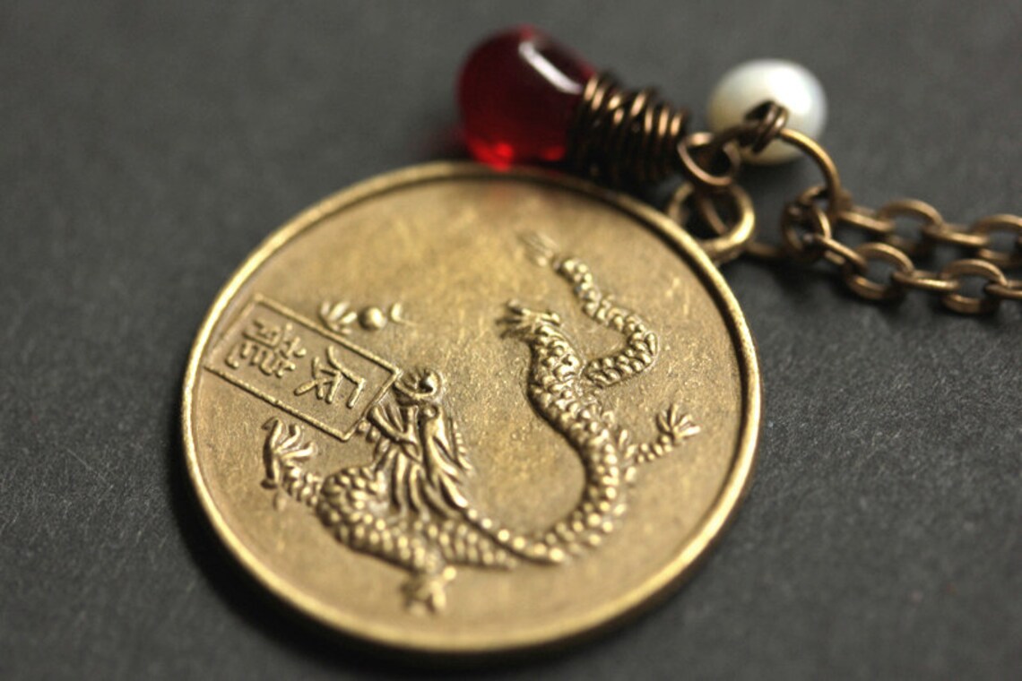 Dragon Chinese Zodiac Necklace. Chinese Astrology Necklace. | Etsy