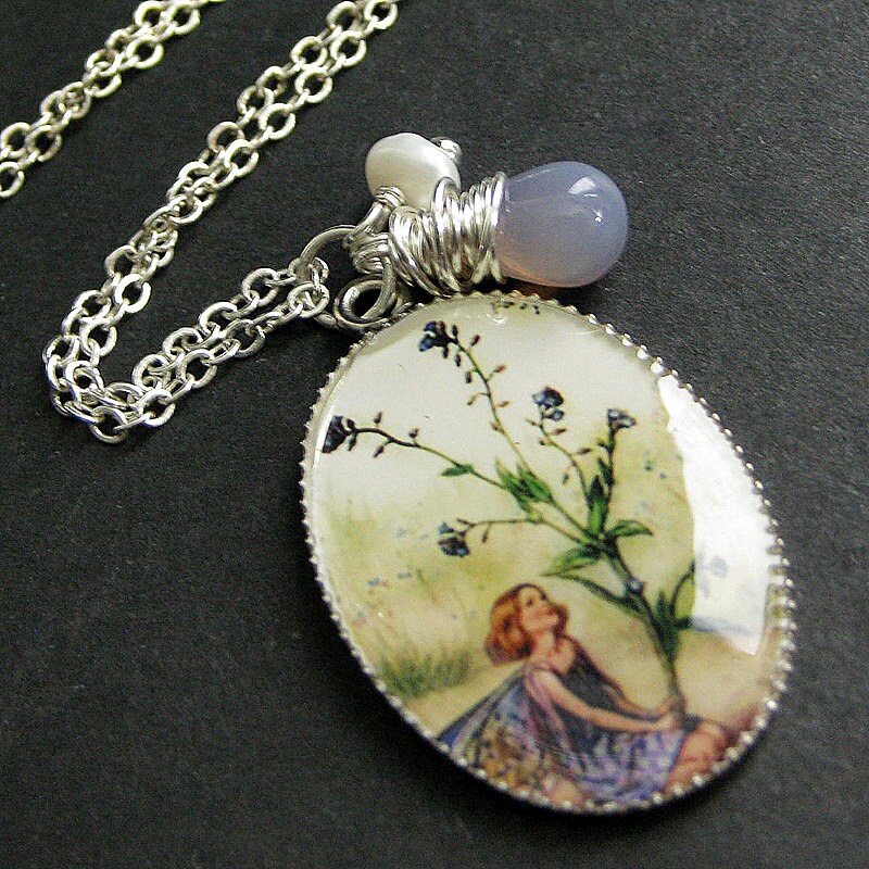 Fairy Necklace. Purple Flower Fairy Charm Necklace With Lavender ...