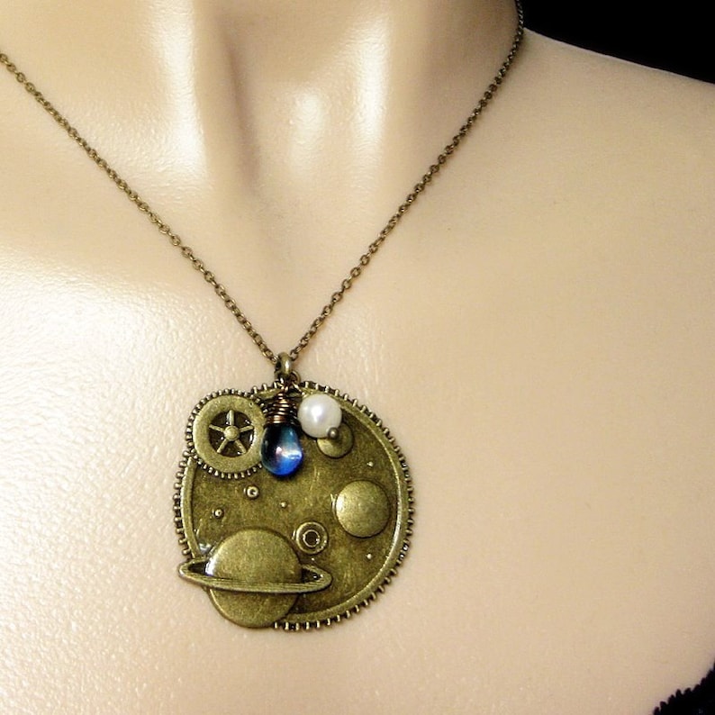 Universe Necklace. Space Necklace. Galaxy Pendant in Bronze | Etsy