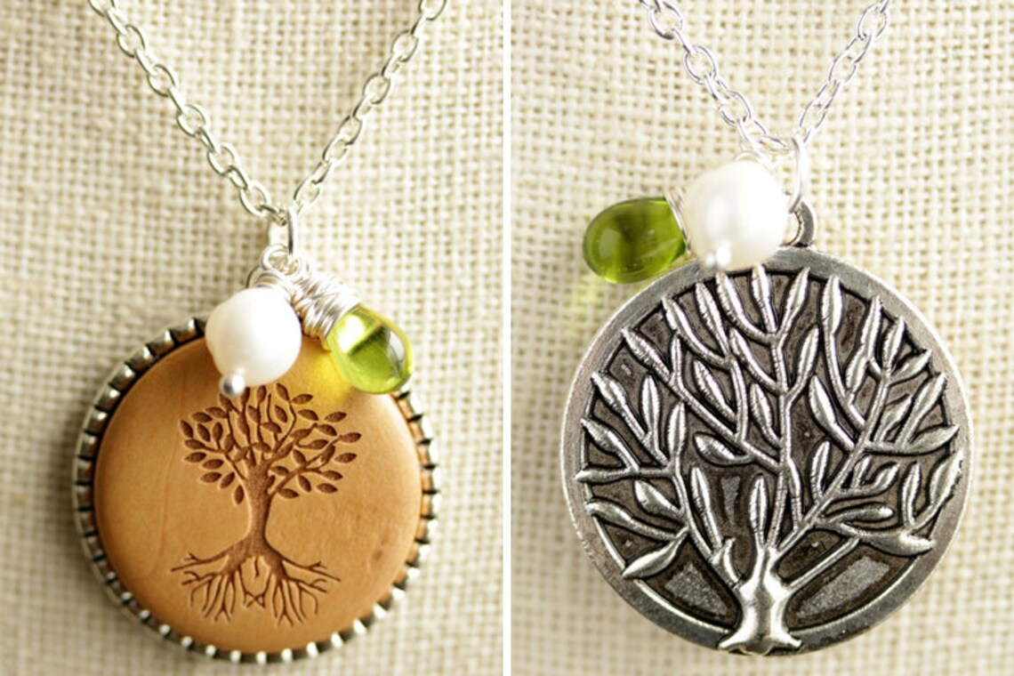 Wood Tree Necklace. Tree of Life Pendant. Wooden Necklace With Glass ...
