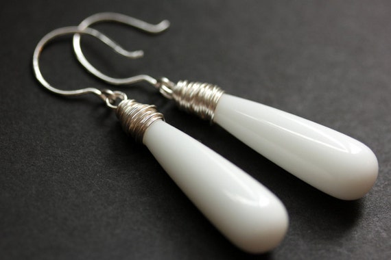 White Earrings. Long Earrings. White Dangle Earrings. Long - Etsy