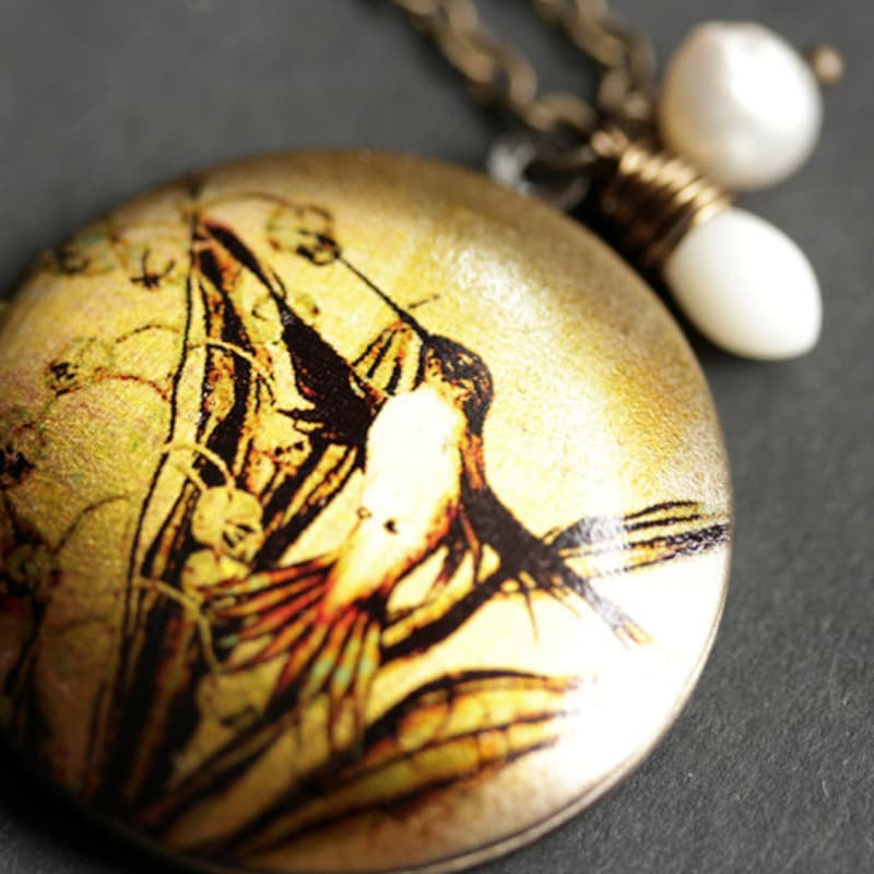 Bird Locket Necklace - Etsy