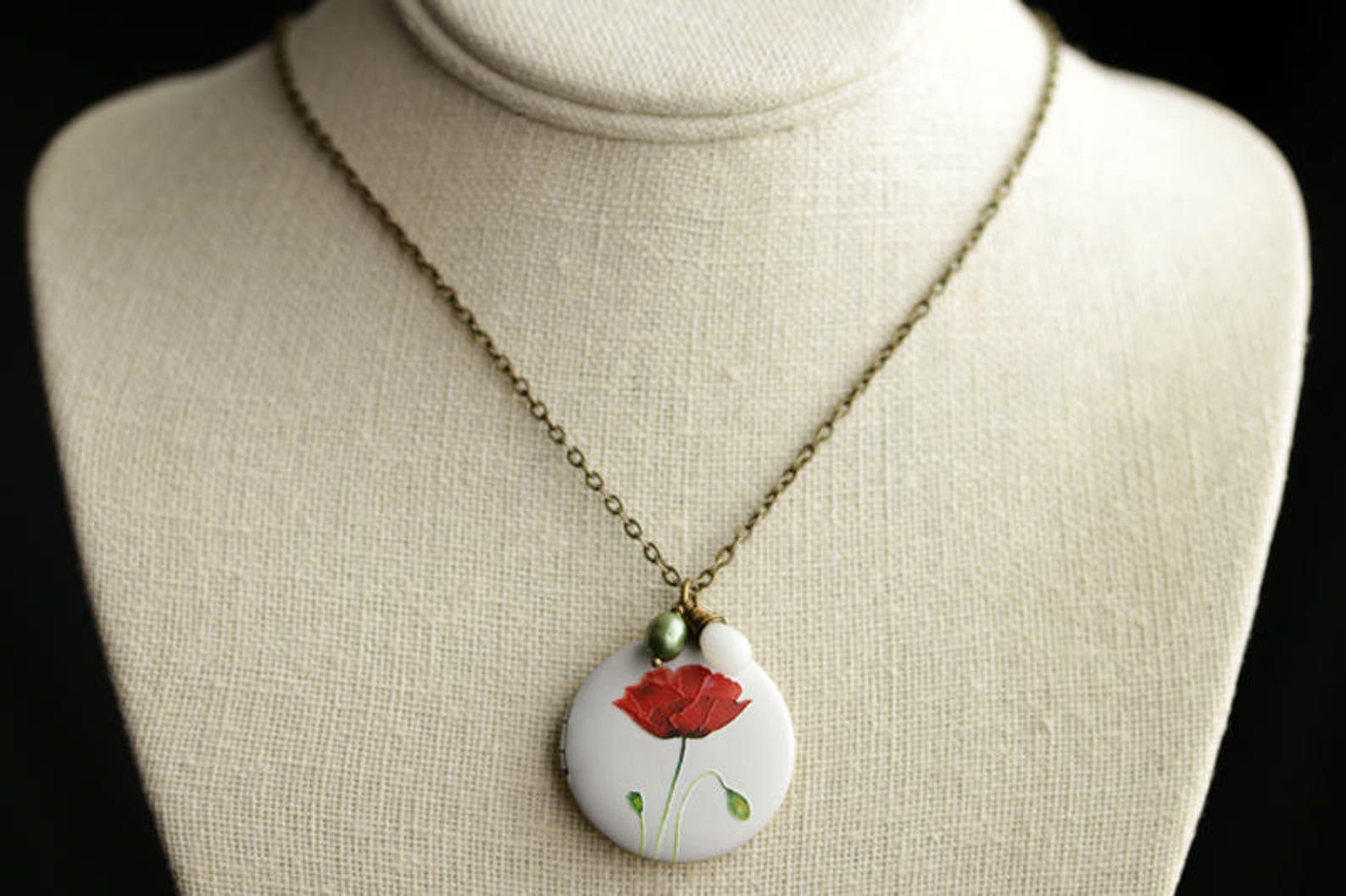 Red Poppy Locket Necklace. Memorial Day Poppy Flower Necklace. - Etsy