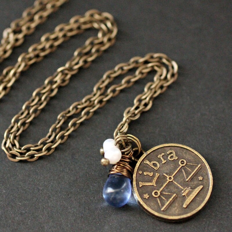 Libra Necklace. Zodiac Necklace. Sun Sign Charm Necklace With - Etsy