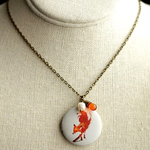 Fox Locket Necklace. Red Fox Necklace With Glass Teardrop and Fresh ...