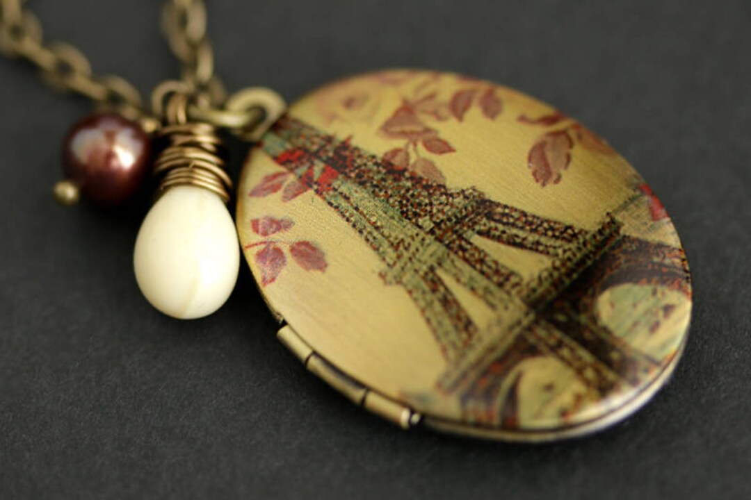 Eiffel Tower Locket Necklace. Oval Locket. Paris Necklace With off ...