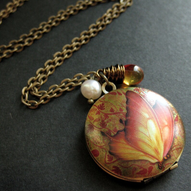 Flaming Butterfly Locket Necklace. Butterfly Necklace With - Etsy