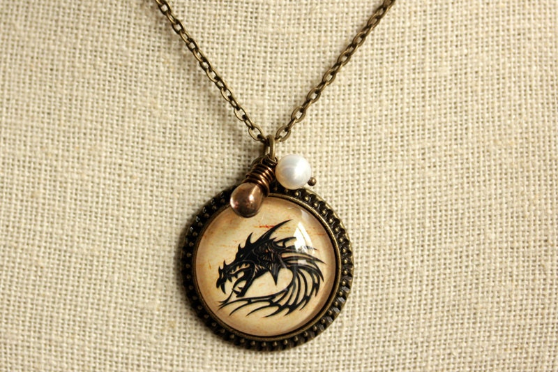 Dragon Necklace. Medieval Dragon Pendant With Coppery Brown - Etsy UK