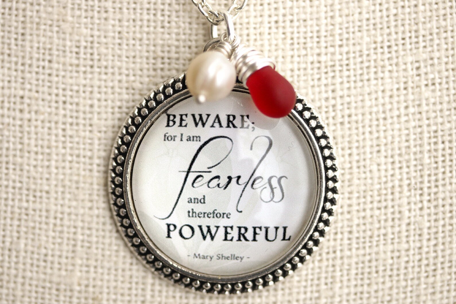 Beware for I Am Fearless Necklace. Mary Shelley Quote Necklace - Etsy