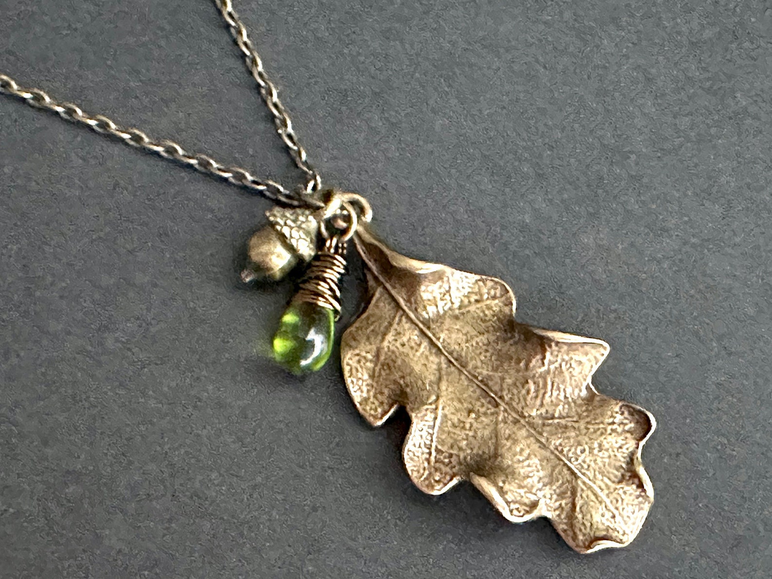 Oak Leaf and Acorn Necklace. Oak Leaf Necklace. Bronze Oak Leaf Pendant ...
