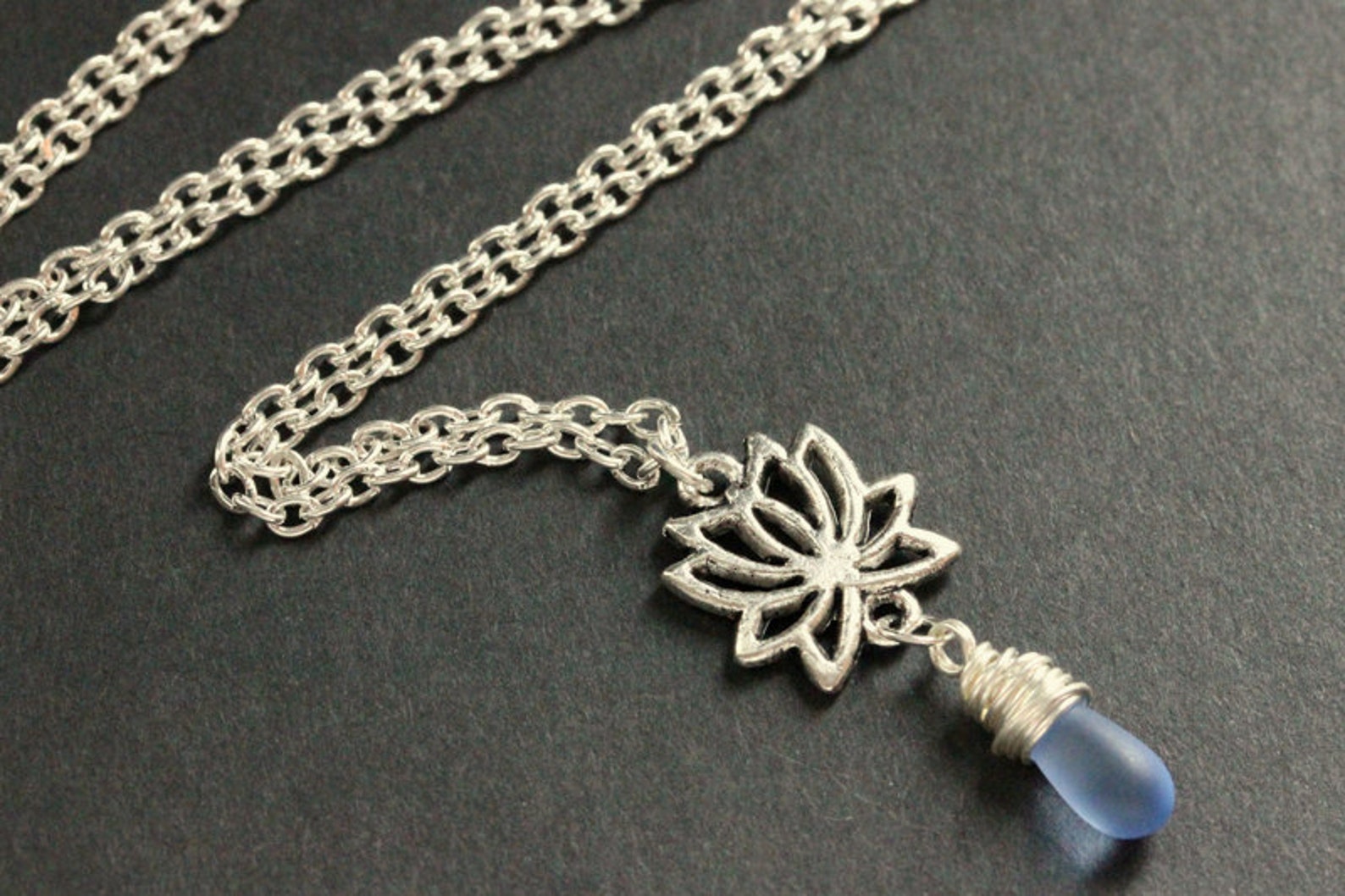 Lotus Flower Necklace. Silver Lotus Necklace. Lotus Flower - Etsy